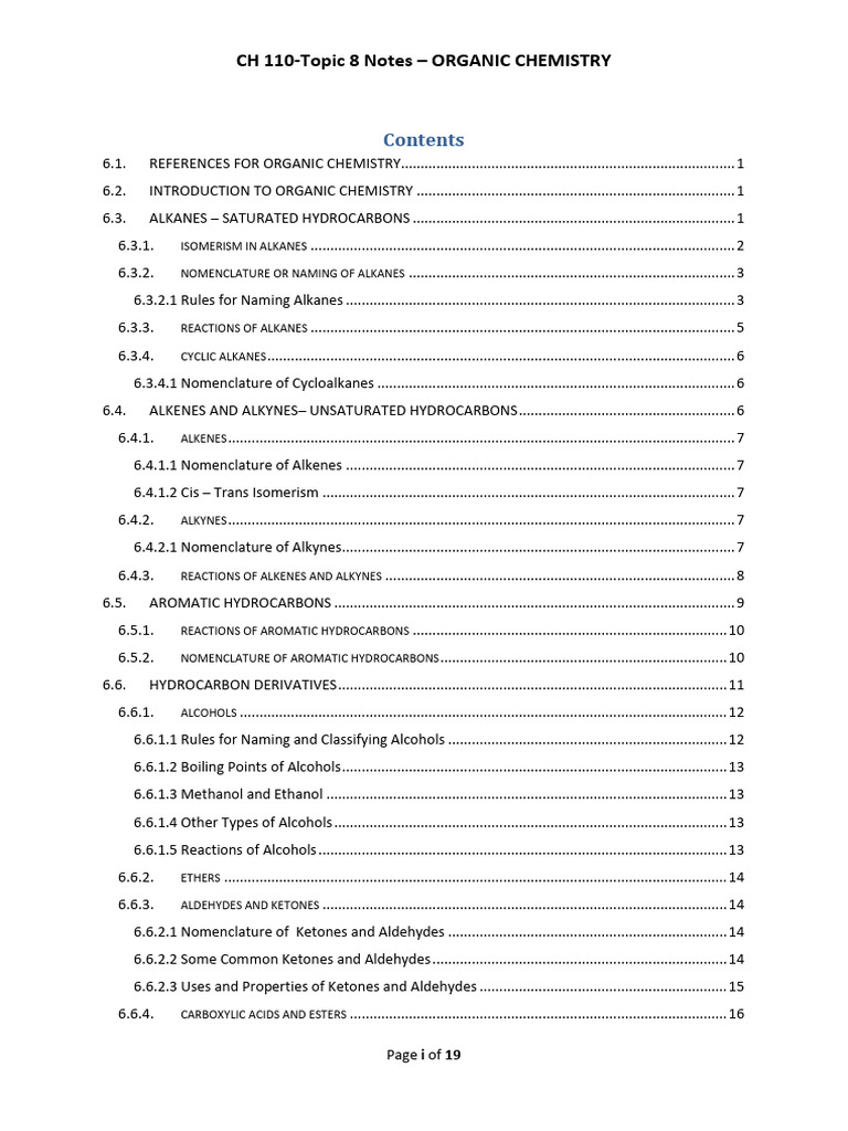 Organic Chemistry Notes | Download Free PDF | Alkene | Alkane