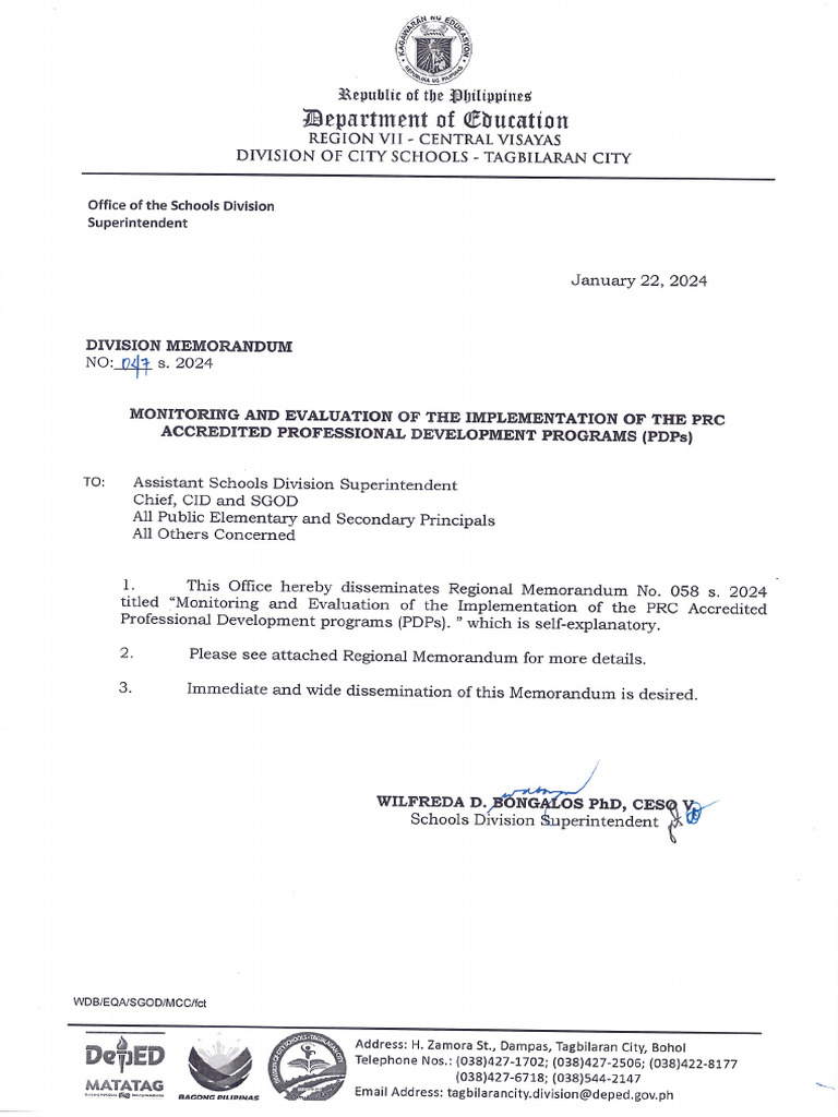DM NO. 047 S. 2024 MONITORING AND EVALUATION OF THE IMPLEMENTATION OF ...