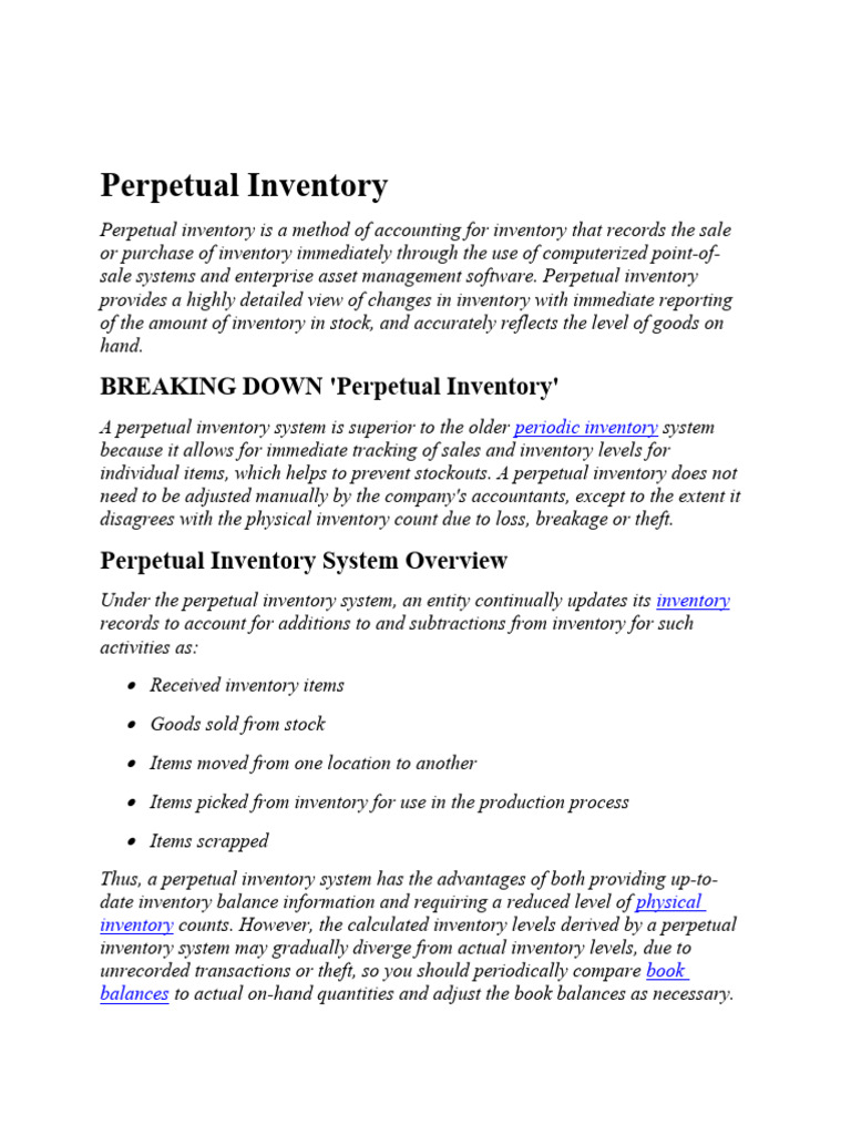 Perpetual Inventory System Overview | PDF | Finance & Money Management