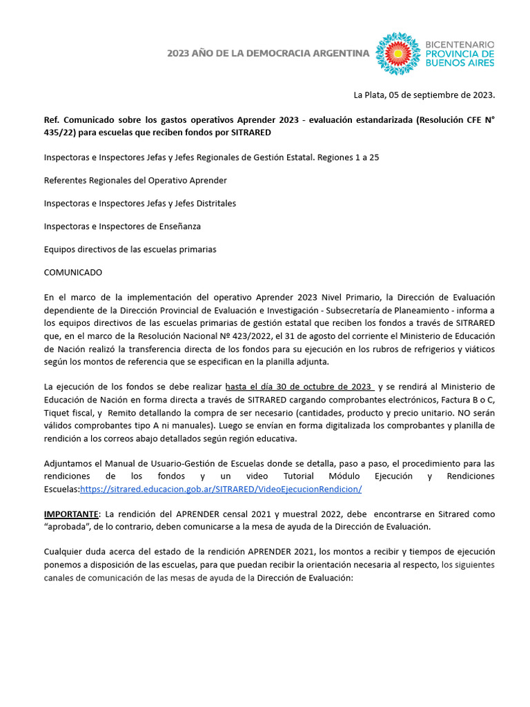 Fondos Aprender 2023: Instrucciones | PDF