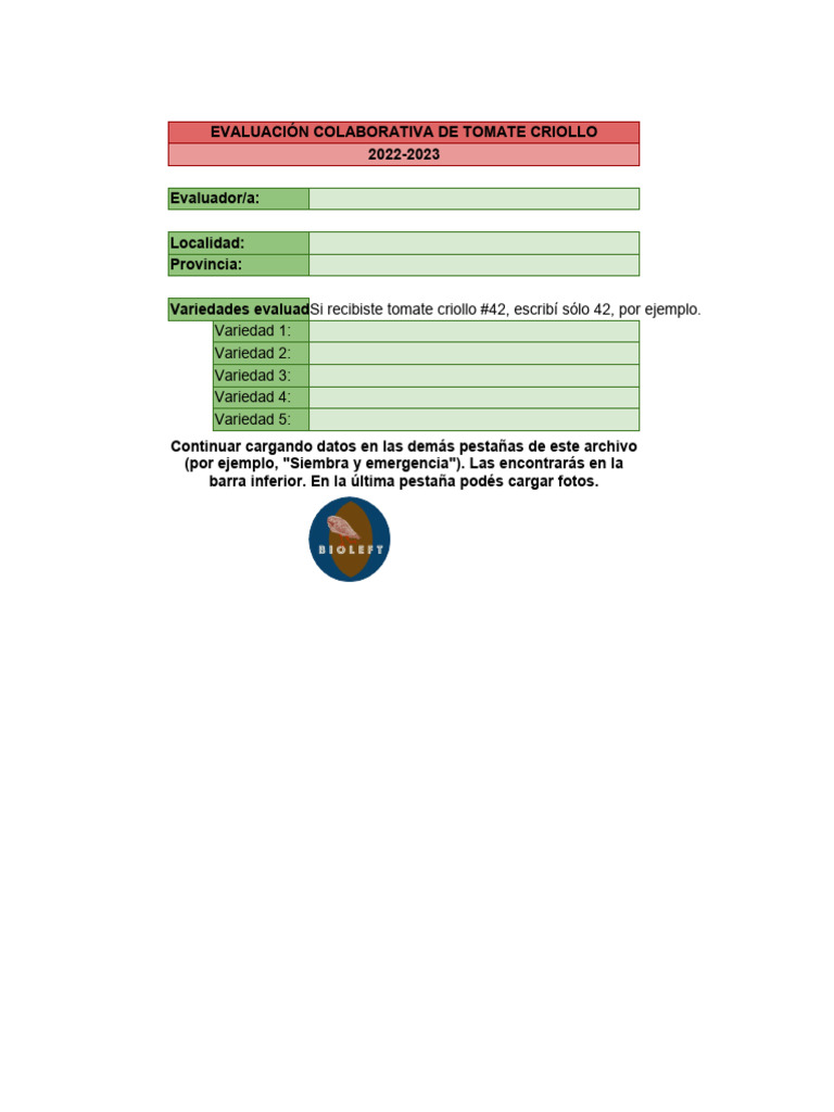 Evaluación de Tomate Criollo 2022-2023 | PDF | Siembra | Cosecha
