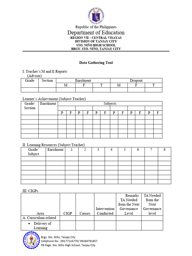 SMEA Data Gathering Tool | PDF | Teaching | Cognition