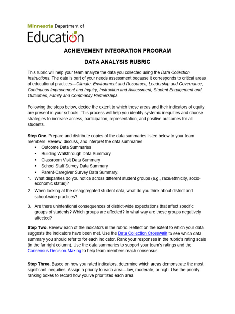 Data Analysis Rubric | PDF | Learning | Educational Assessment