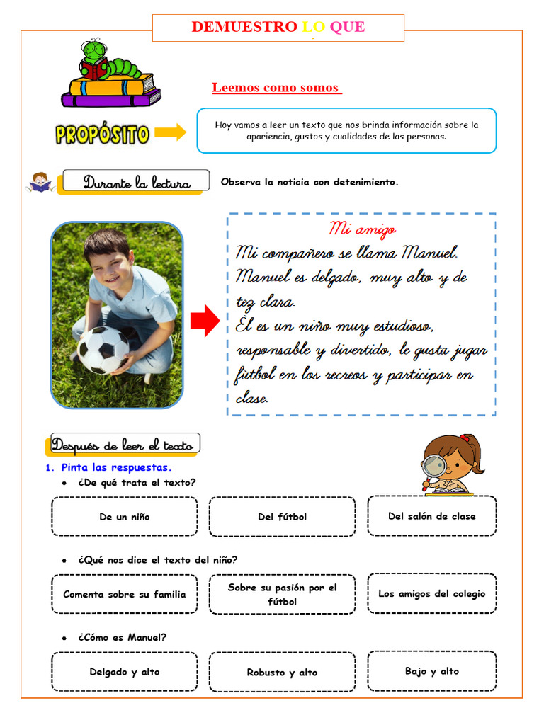 Ficha Com Leemos Como Somos | PDF