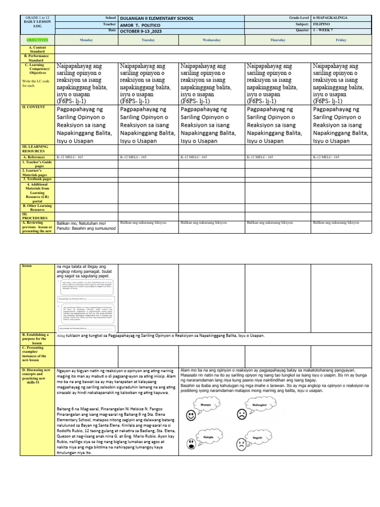 WEEK7 DLL FILIPINO | PDF