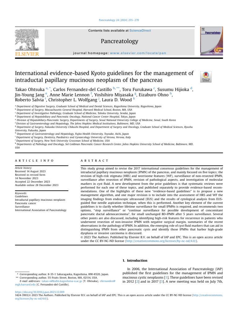 2024 International Evidence Based Kyoto Guidelines For The Management ...