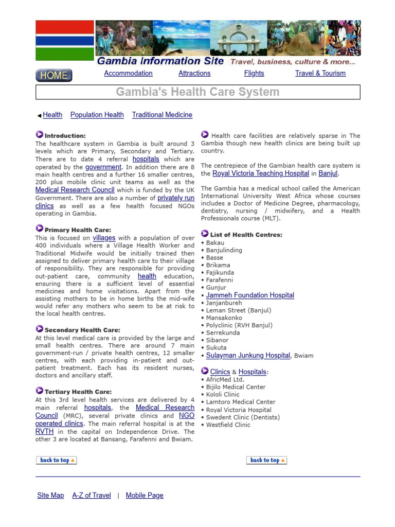 Health Care System & Centres in Gambia | PDF | Health Care | Clinic