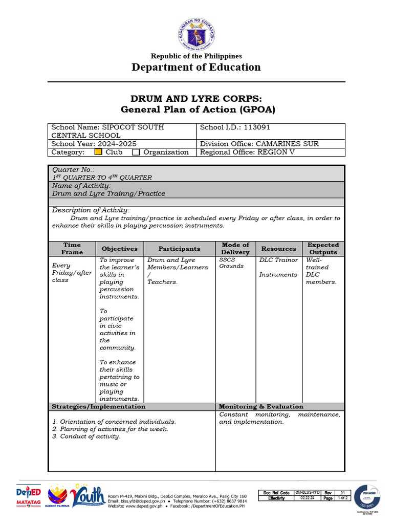 Drum and Lyre Training Plan 2024 | PDF