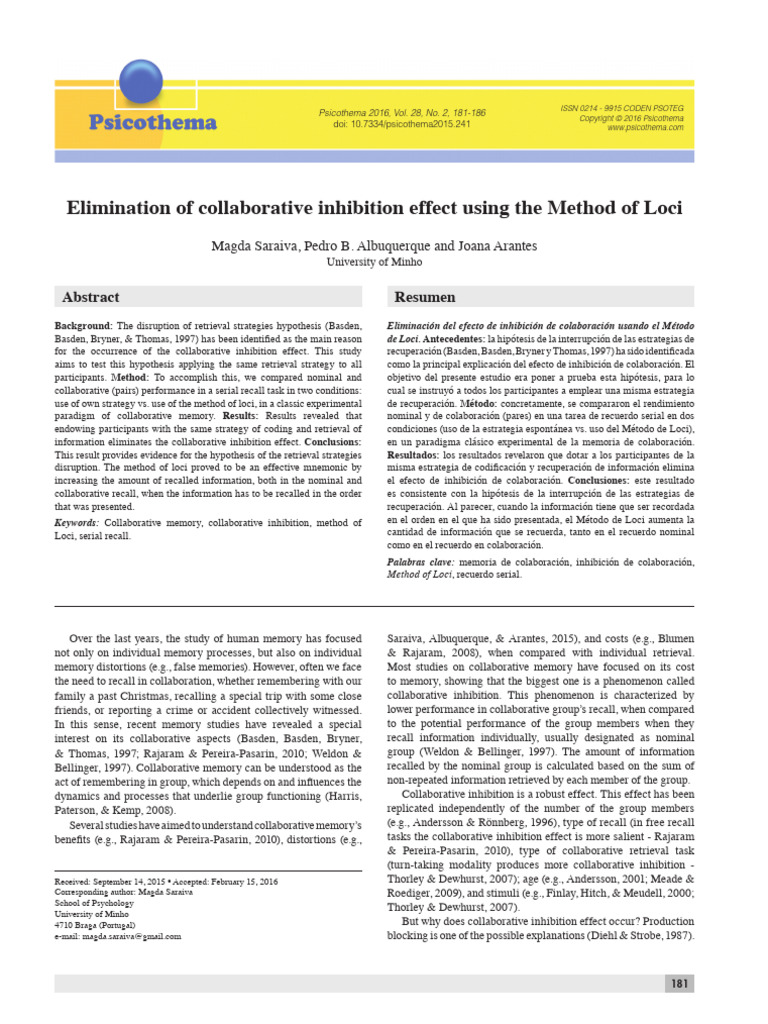 Metodo Loci | PDF | Recall (Memory) | Memory