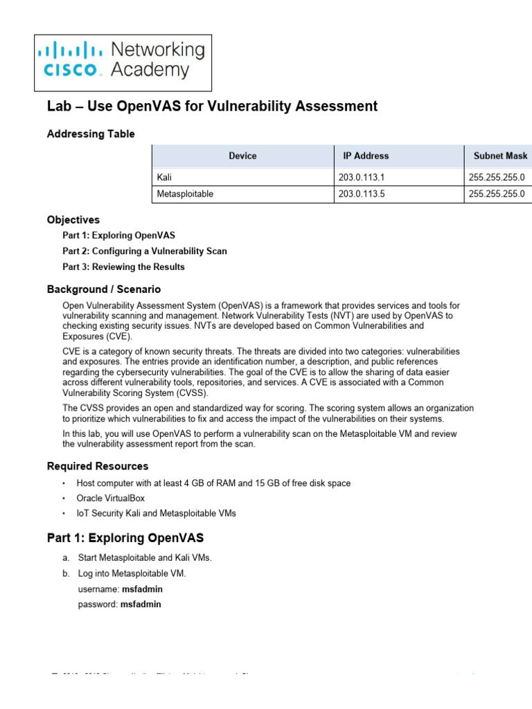 5.1.2.7 Lab - Use OpenVAS For Vulnerability Assessment | PDF | Computer ...