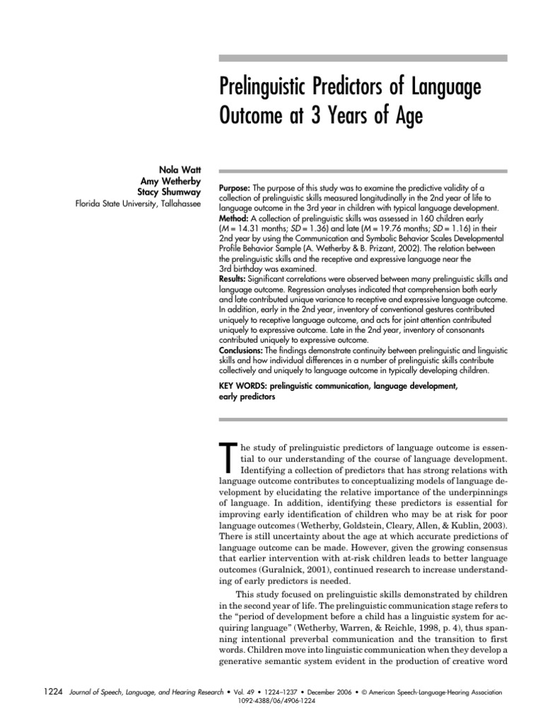 2023-Prelinguistico - PRELINGUISTIC PREDICTOR OF LANGUAGE | PDF | Language Acquisition ...