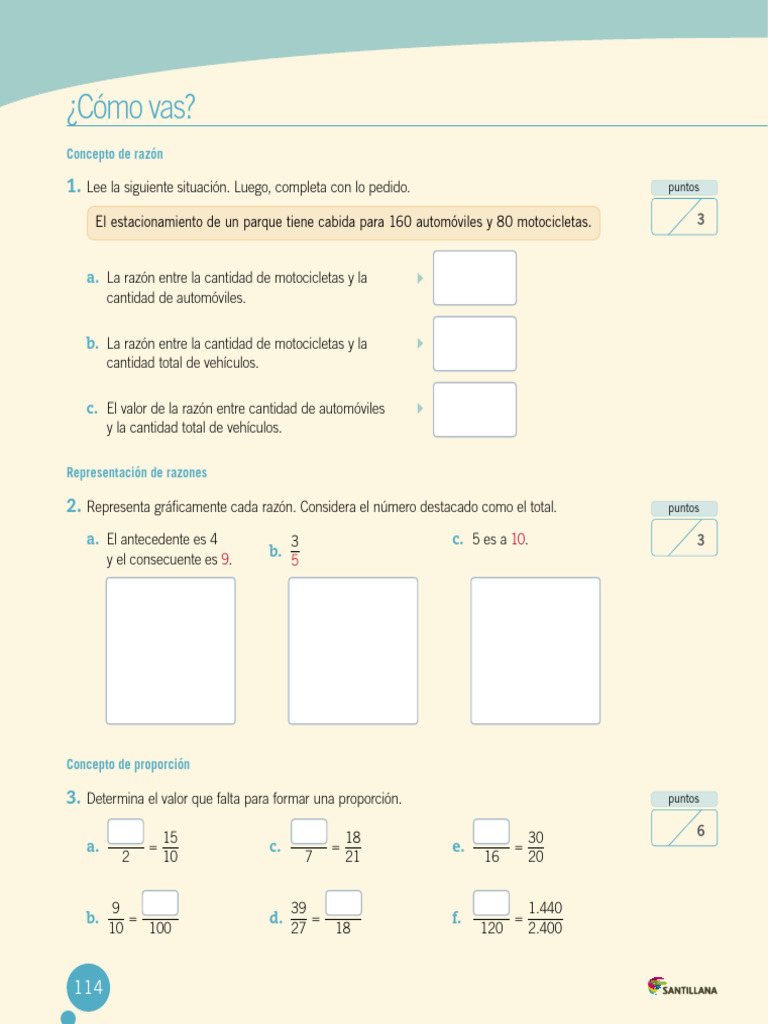 Matematica6 (1) - 115-116 Como Voy Razones y Porcentaje | PDF | Porcentaje