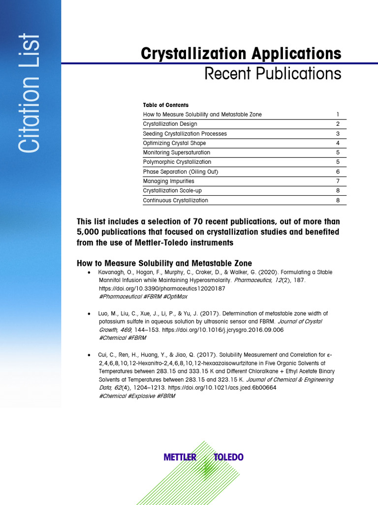 Crystallization Citation List 01192022 | PDF | Crystallization | Solubility