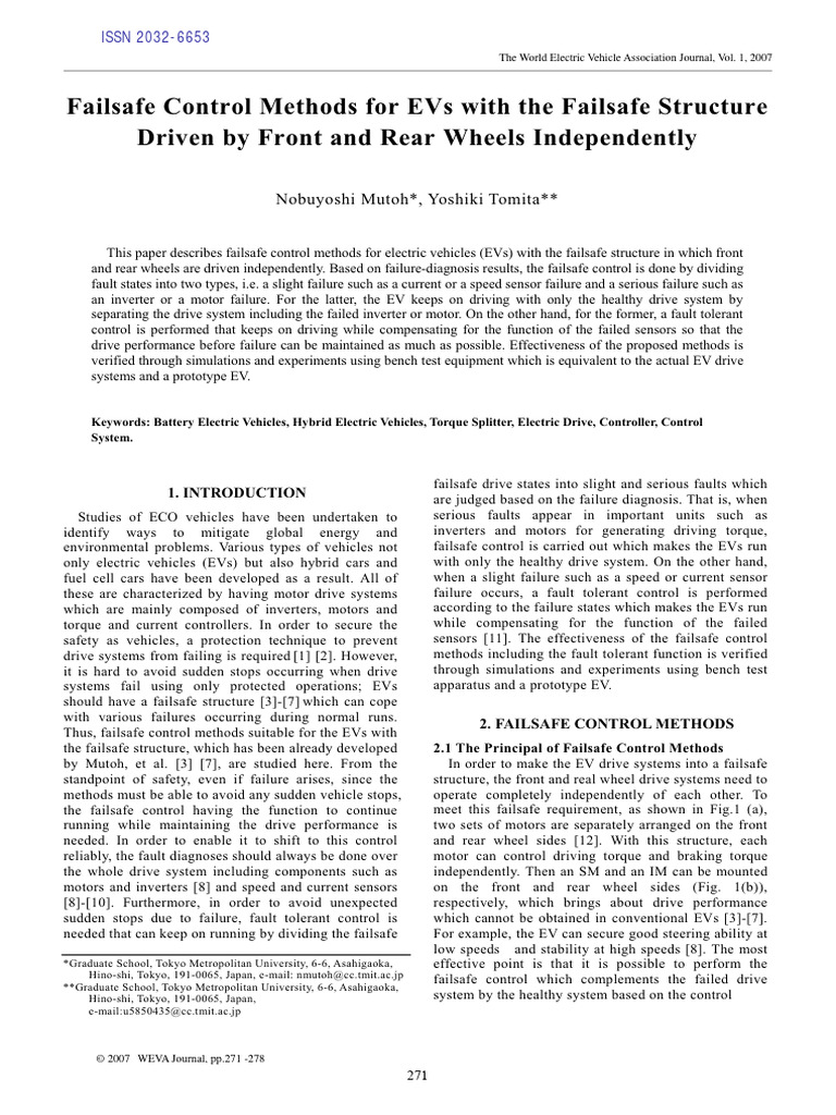 Failsafe Control Methods For EVs With The Structur | Download Free PDF | Electric Vehicle ...