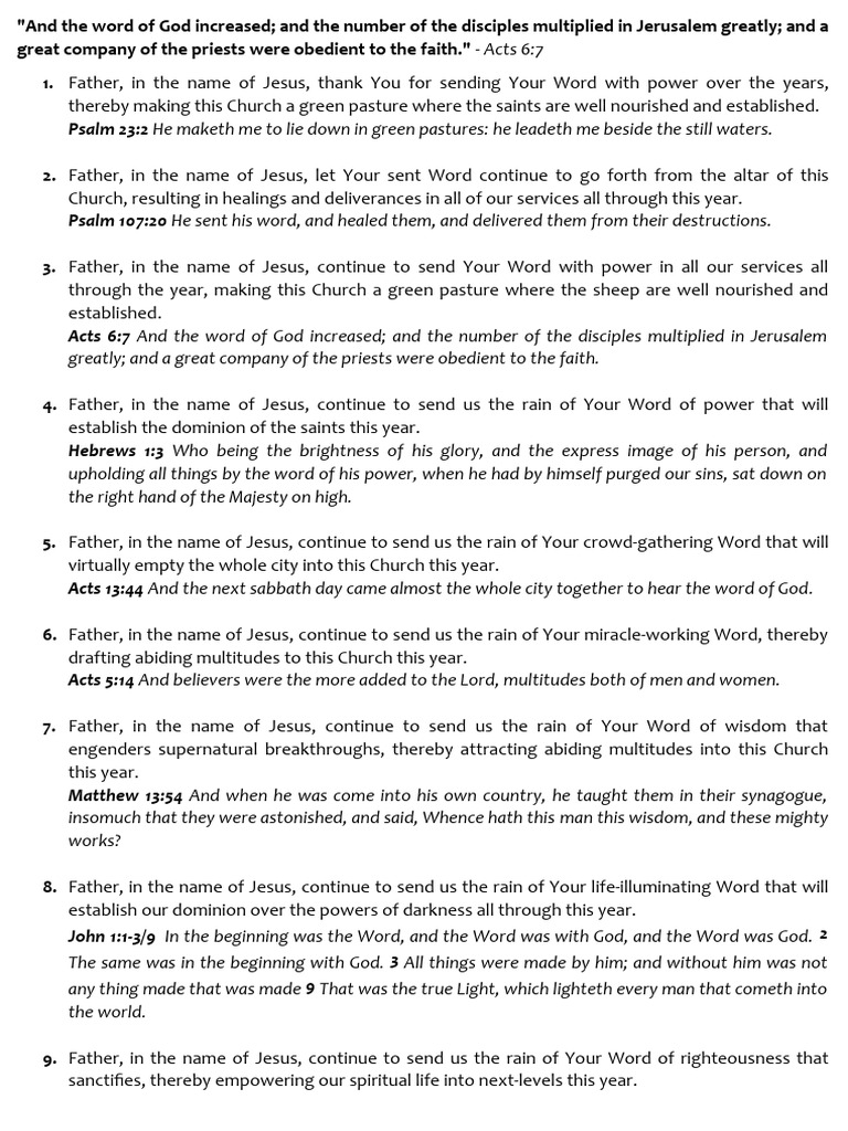 Life-Transforming Word Intercessory Prayer Guidelines | PDF | Saint ...