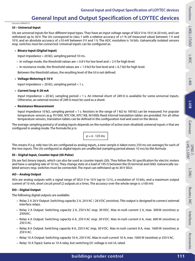 Datasheet General Input and Output Specification | PDF | Analog To Digital Converter ...