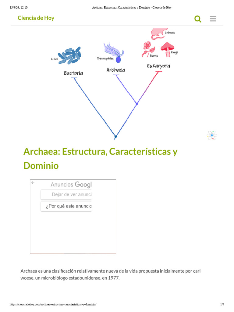 Archaea_ Estructura, Características y Dominio - Ciencia de Hoy | PDF ...