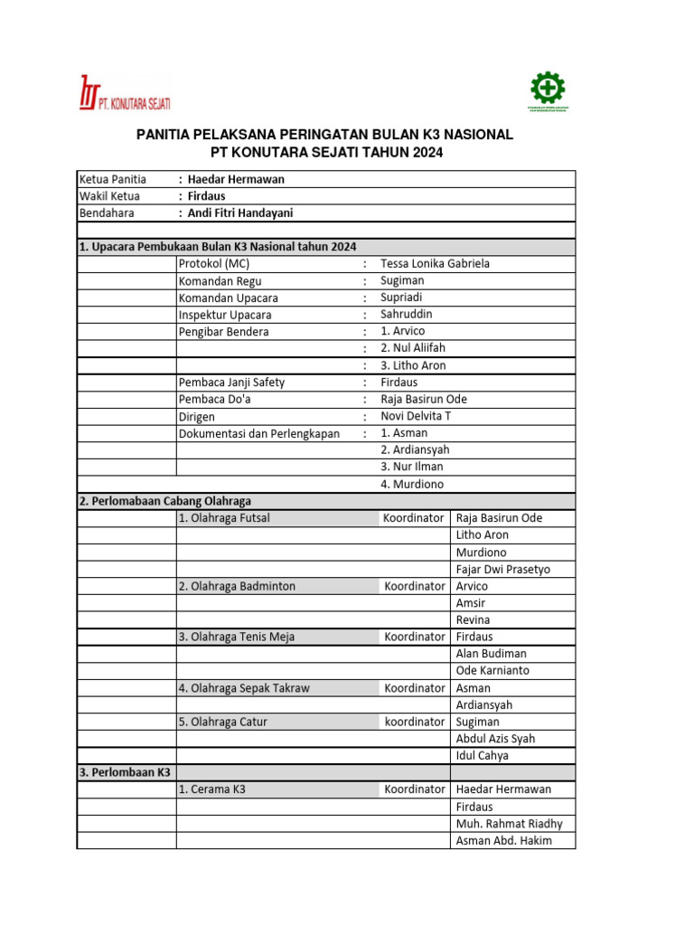 Panitia Bulan k3 Nasional Tahun 2024 | PDF Panitia Bulan k3 Nasional Tahun 2024 | PDF