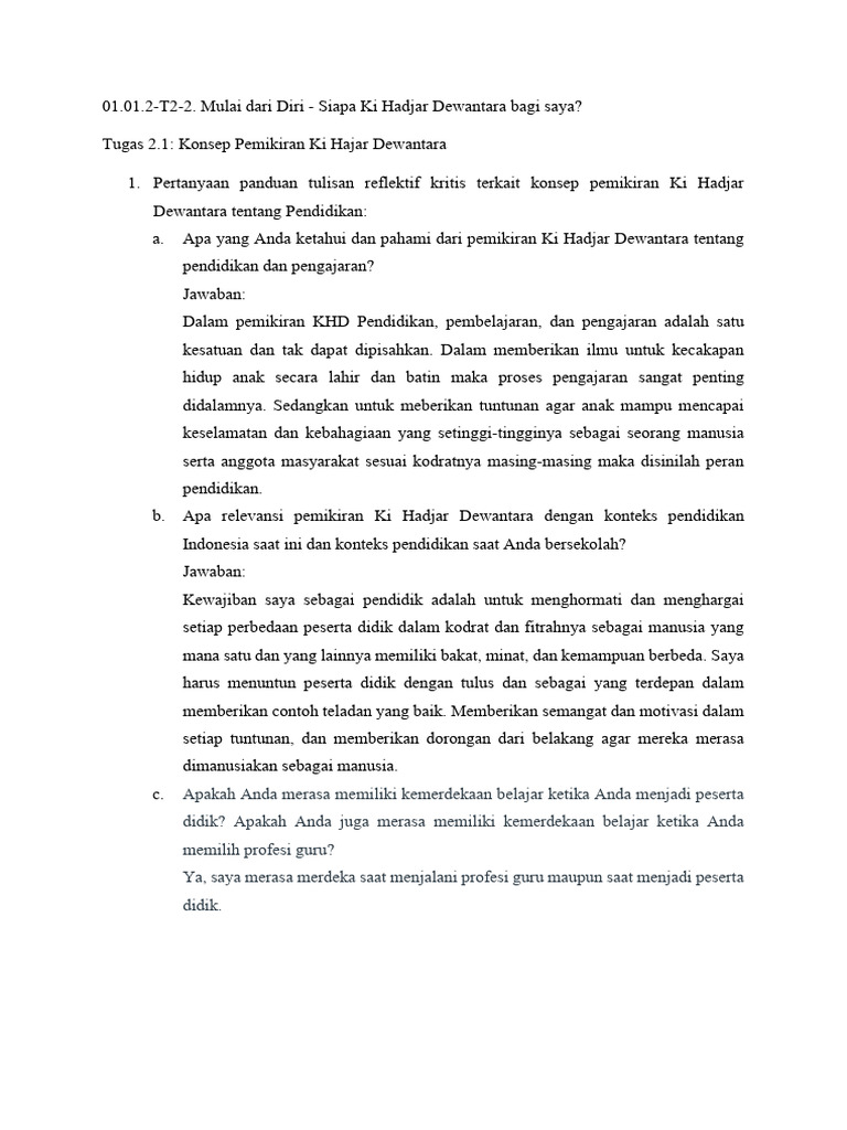 01.01.2-T2-2. Mulai Dari Diri - Siapa Ki Hadjar Dewantara Bagi Saya | PDF