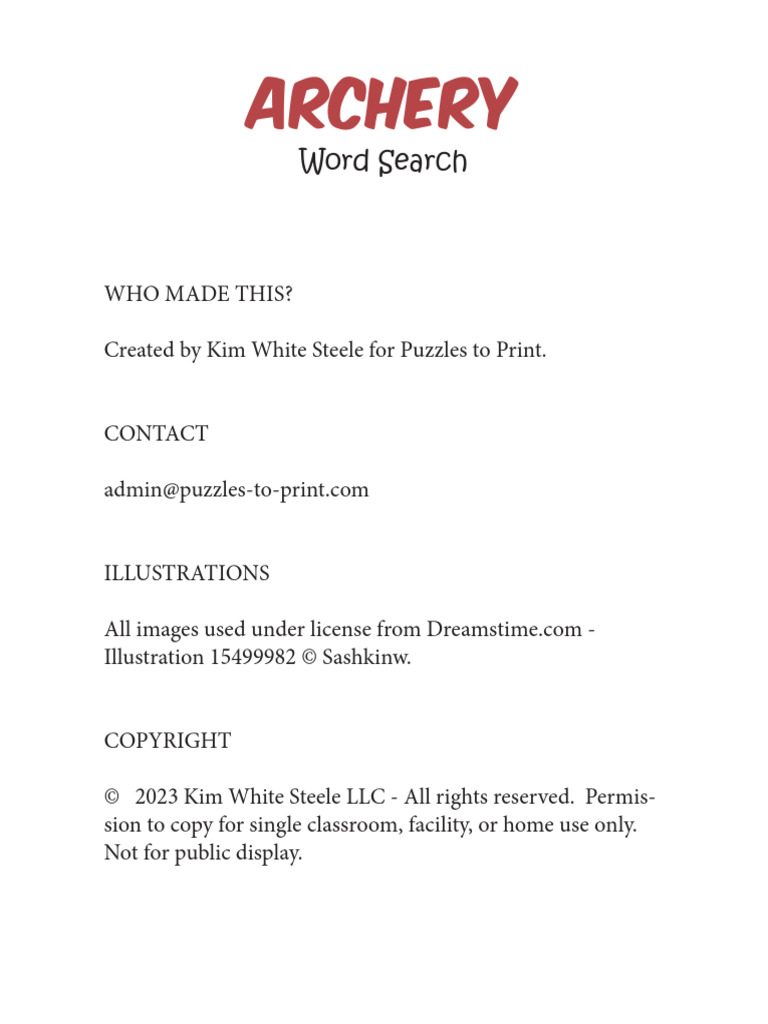 Archery Word Search | Download Free PDF | Word Search | Freedom Of ...