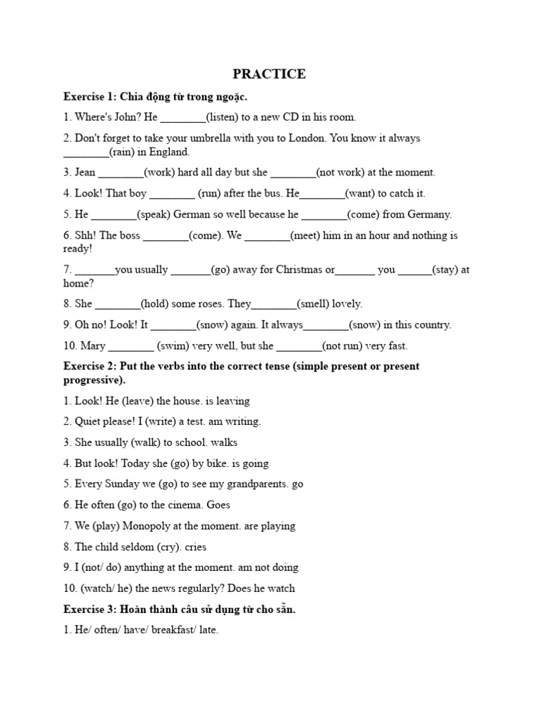 Practice (Htđ & Httd) | PDF