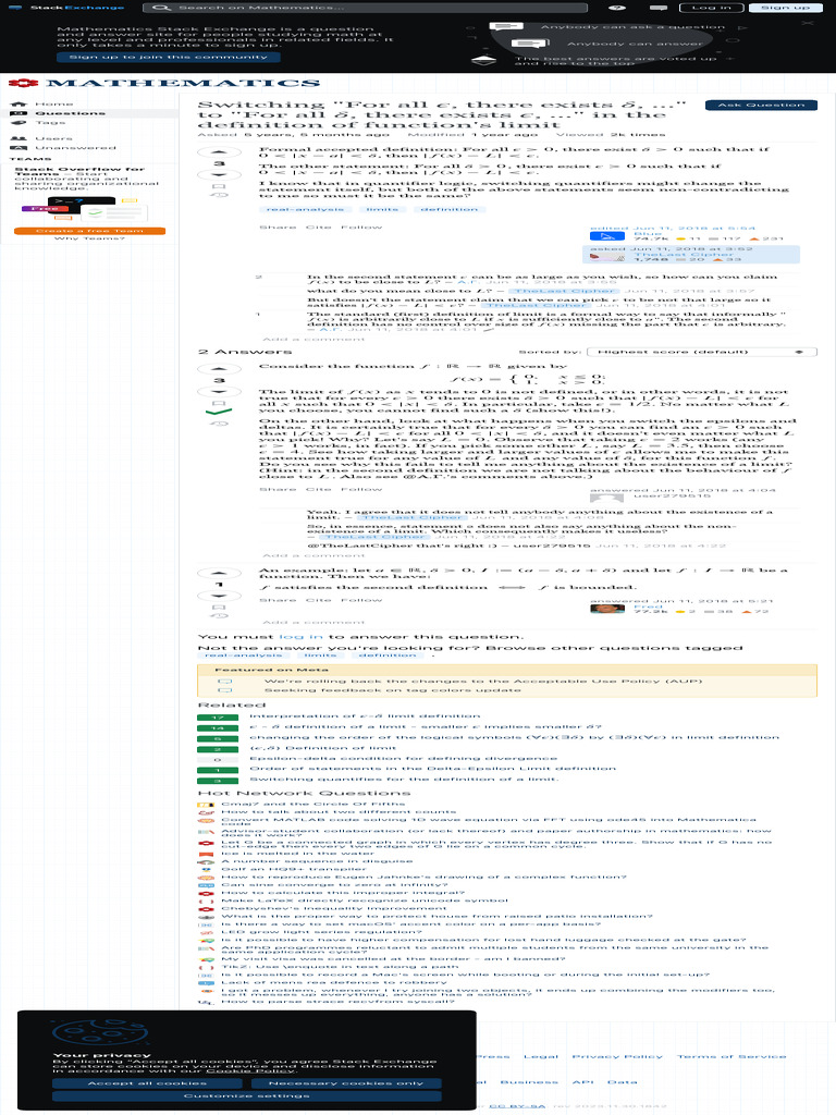 Real Analysis - Switching For All $epsilon$, There Exists $delta$, ... To For All $delta$, There ...