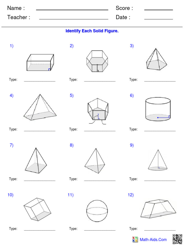 Identify Solid Figures Worksheet | PDF | Convex Geometry | Polytopes