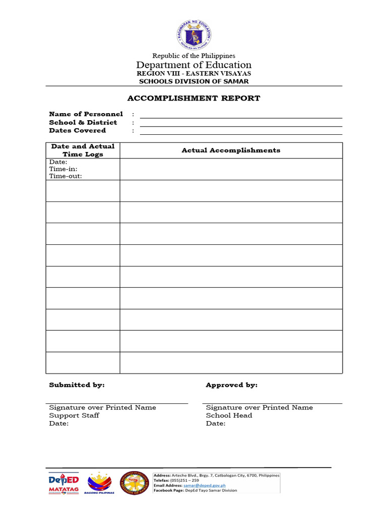 Accomplishment Report for DepEd Staff | PDF