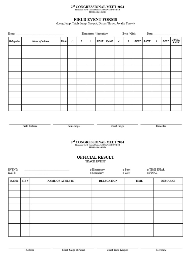 Field-Events-Scoresheet-Form | PDF | Track And Field | Athletics