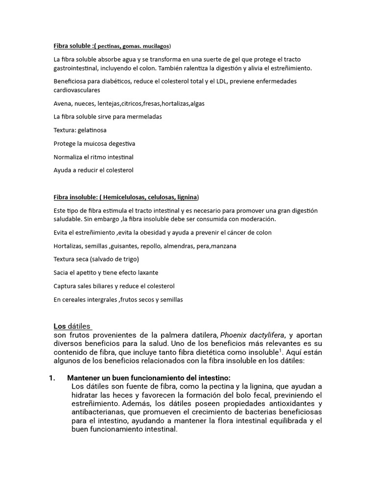 Fibra Soluble | PDF | Fibra dietética | Dieta y nutrición
