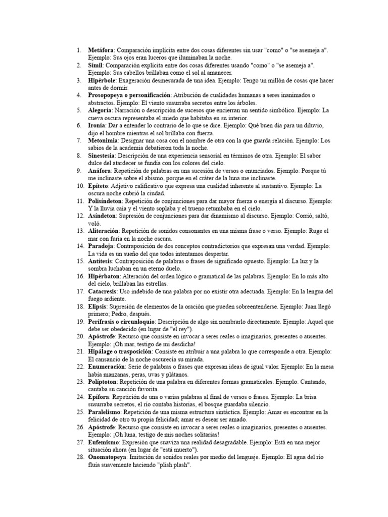 Figuras Literarias y Anáfora | PDF | Metáfora | Lingüística