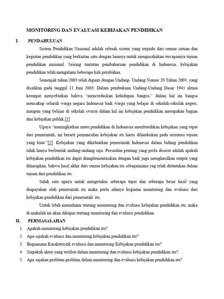 Monitoring Dan Evaluasi Kebijakan Pendidikan | PDF
