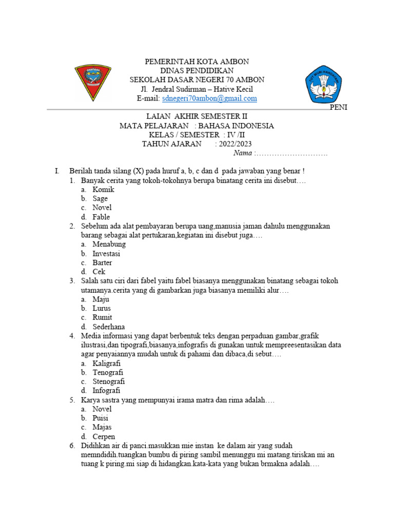 SOAL BINDO OLHA | PDF