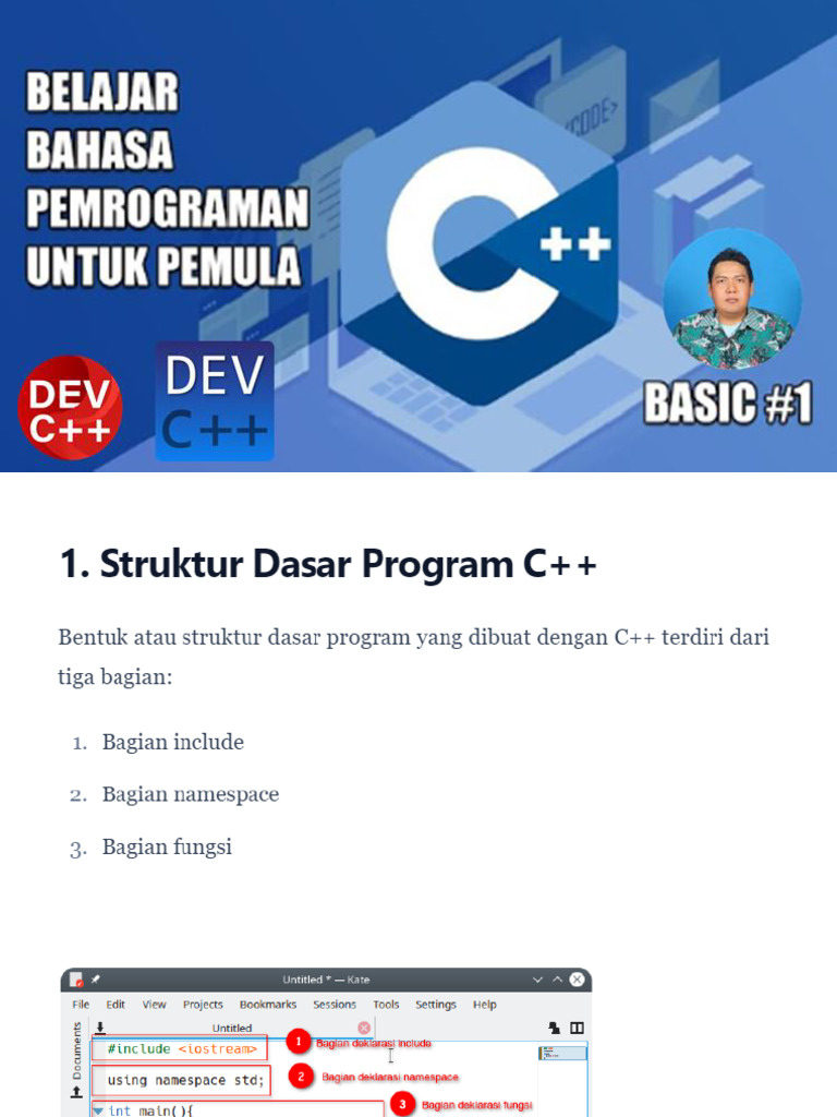 Pertemuan 1 Dev C++ Dasar Dasar Pemrograman | PDF