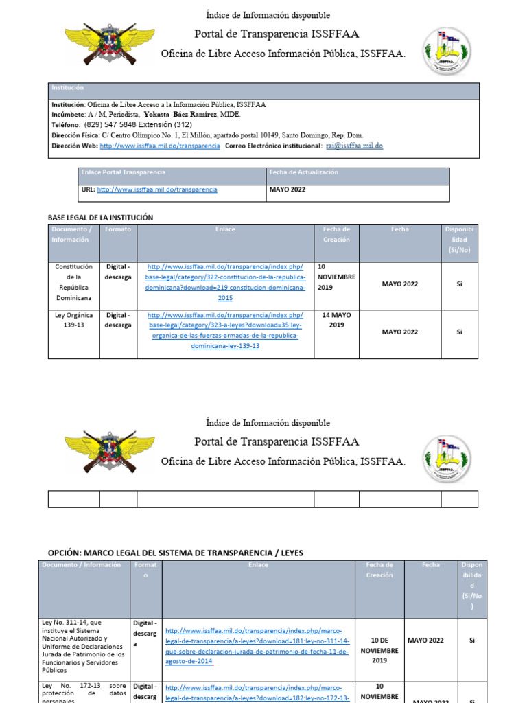 Portal Transparencia ISSFFAA Leyes | PDF | Acceso abierto | República ...