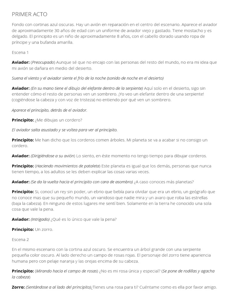 Primer Acto de El Principito | PDF | El Principito