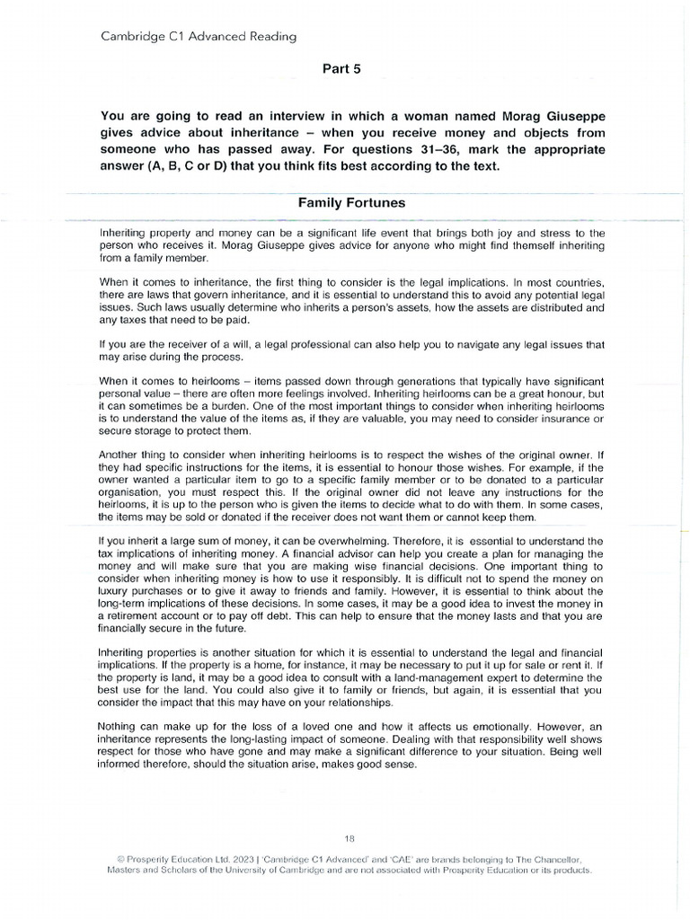 Reading C1 Test 2 Pdf