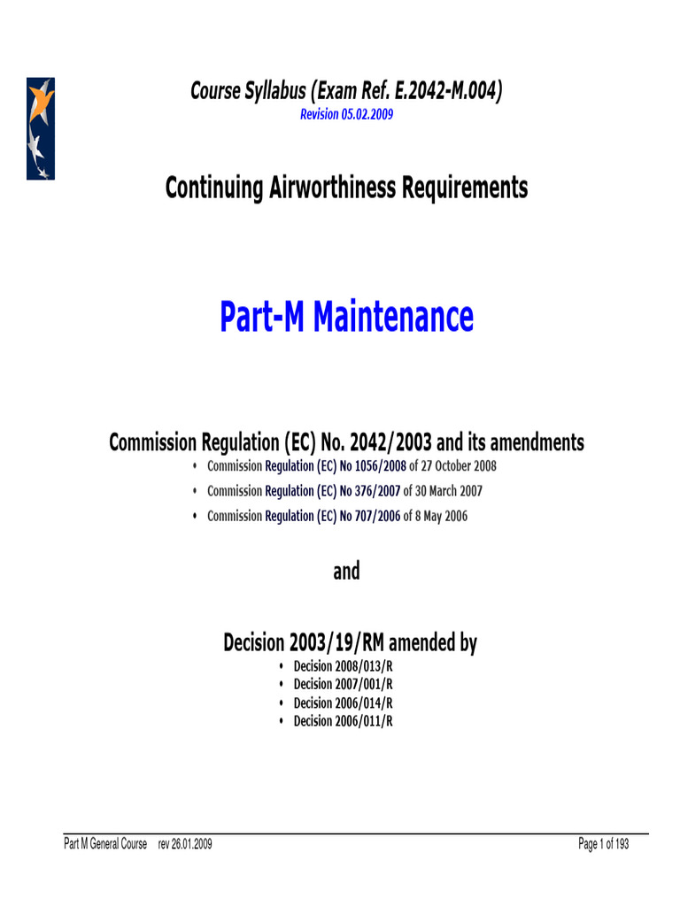 EU Continuing Airworthiness Regulations | PDF | Regulatory Compliance ...