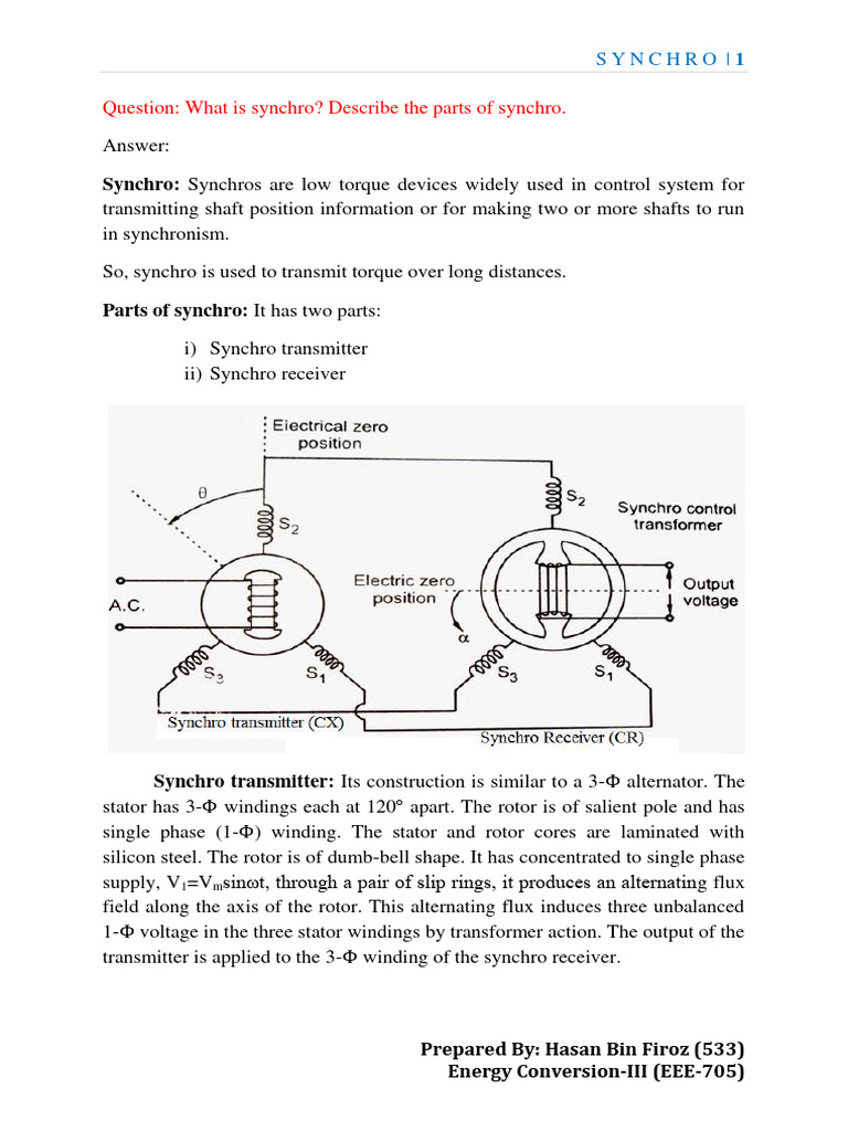 Synchro | PDF | Electrodynamics | Electrical Equipment