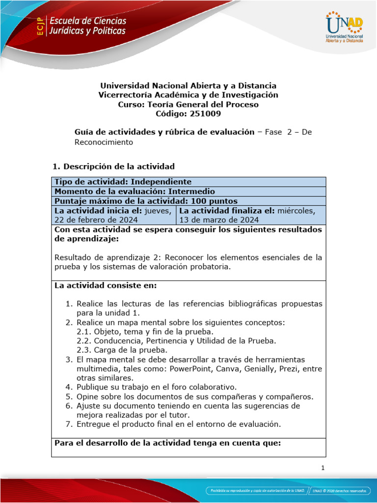 Guía de actividades y rúbrica de evaluación - Unidad 1 - Fase 2 - De Reconocimiento | PDF ...