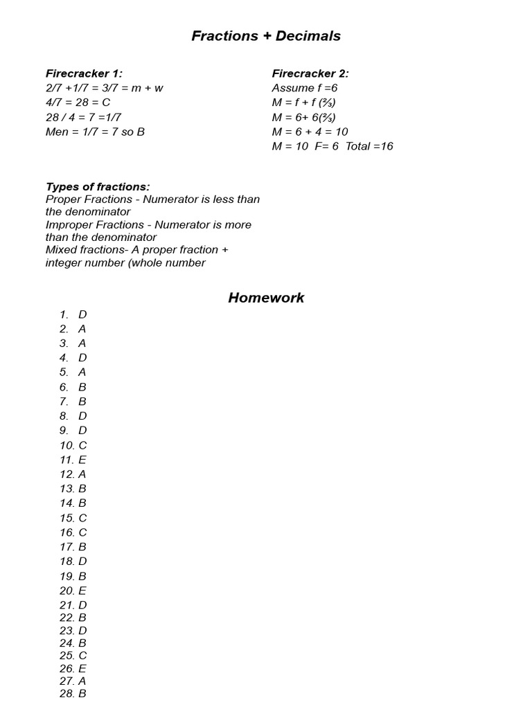 Fractions + Decimals | PDF