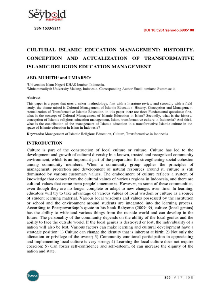 Cultural Islamic Education Management Histority | PDF | Goal | Teachers