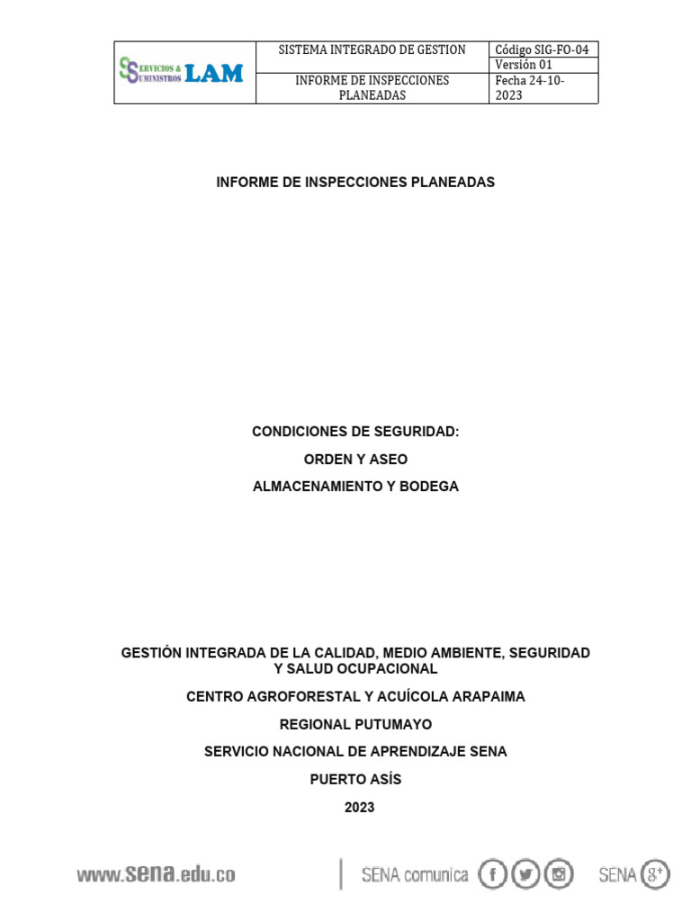 Informe de Inspecciones | PDF