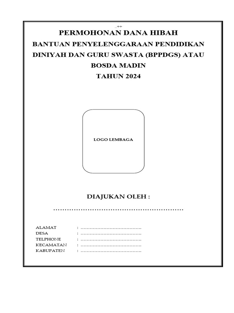 CONTOH PERMOHONAN BPPDGS ATAU BOSDA MADIN 2024.new | PDF | Karier ...