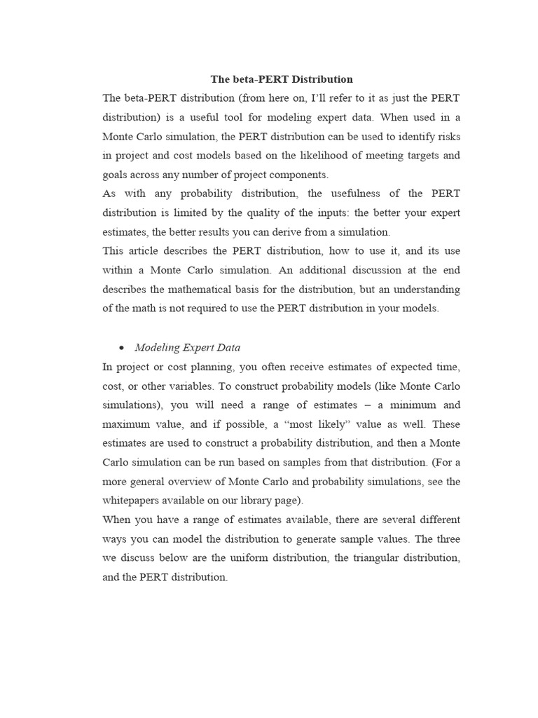 The beta-PERT Distribution | Download Free PDF | Probability ...