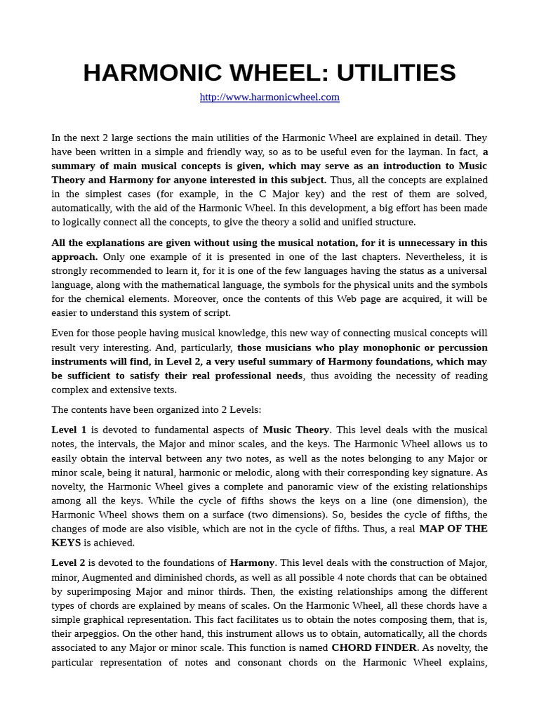 Harmonic Wheel Level 2 Foundations of Harmony | PDF | Chord (Music ...