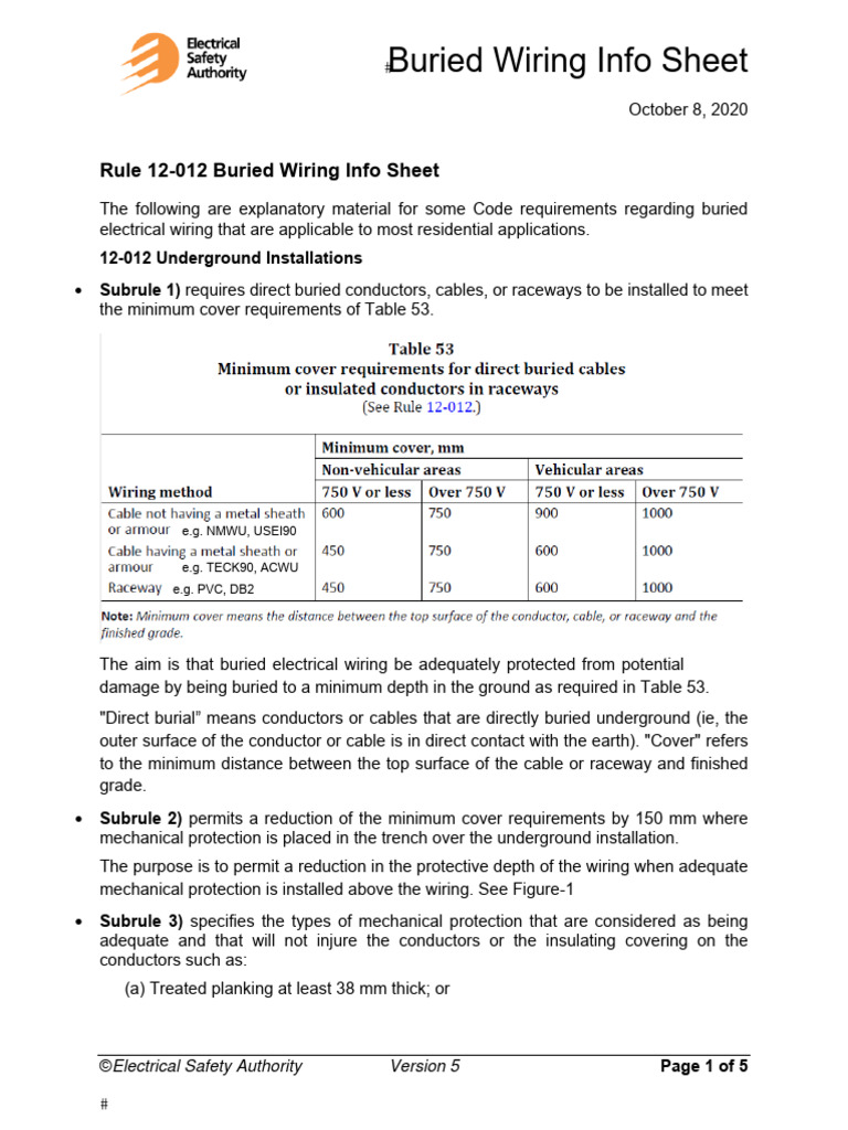 Buried Wiring Info Sheet Final | Download Free PDF | Electrical Wiring ...