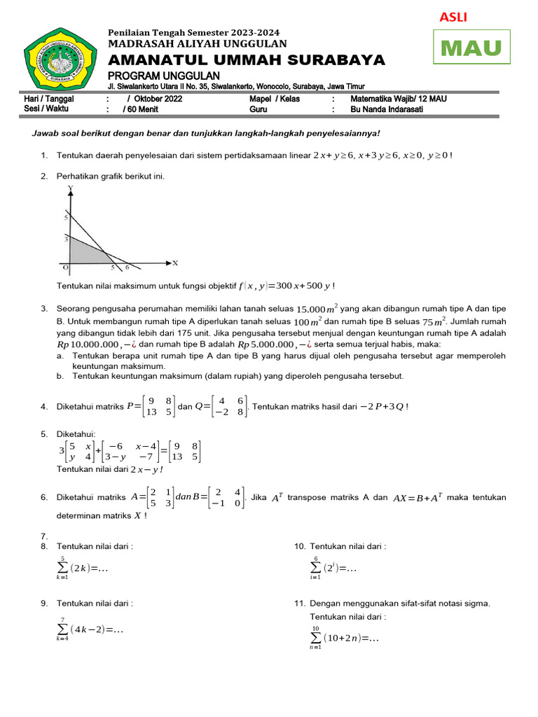 PTS MATWA XI MAU 23-24 Fix | PDF