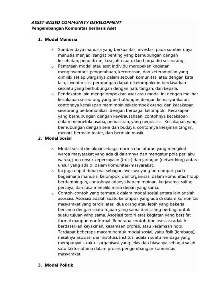 Asset-Based Community Development | PDF