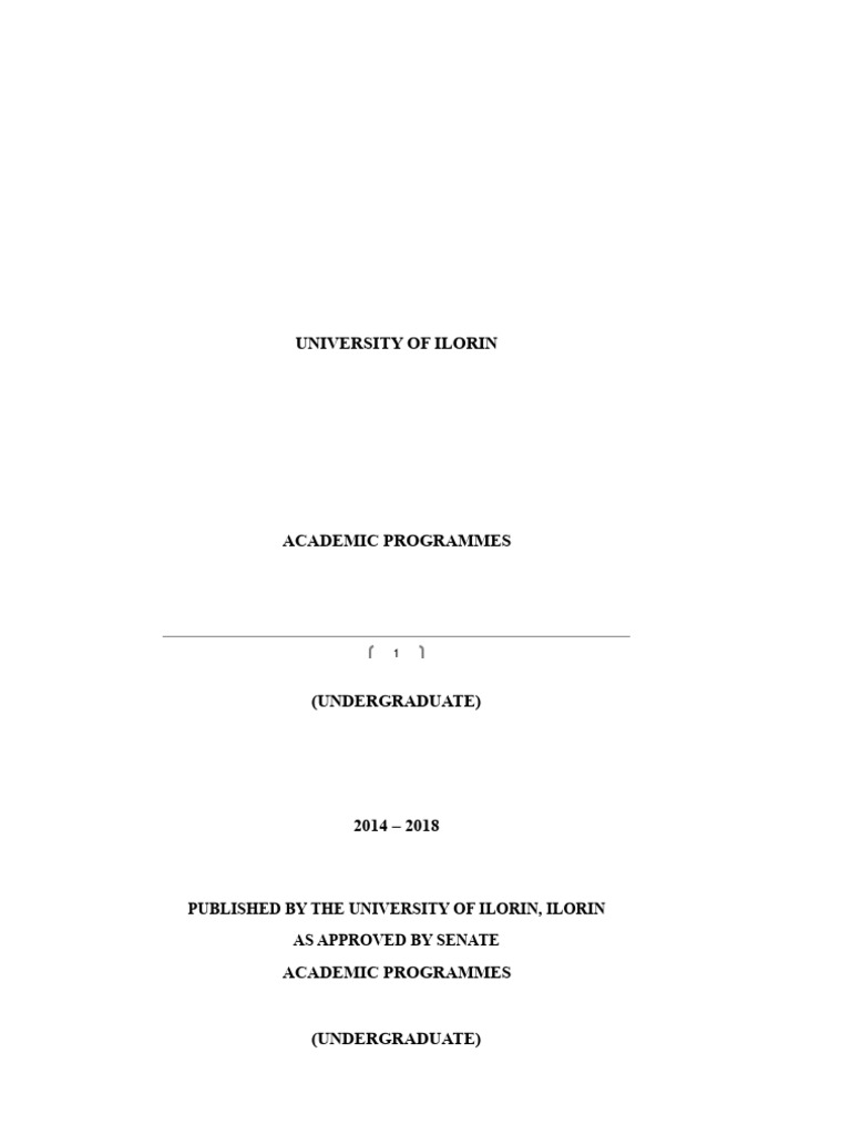 University of Ilorin Academic Programs 2014-2018 | PDF